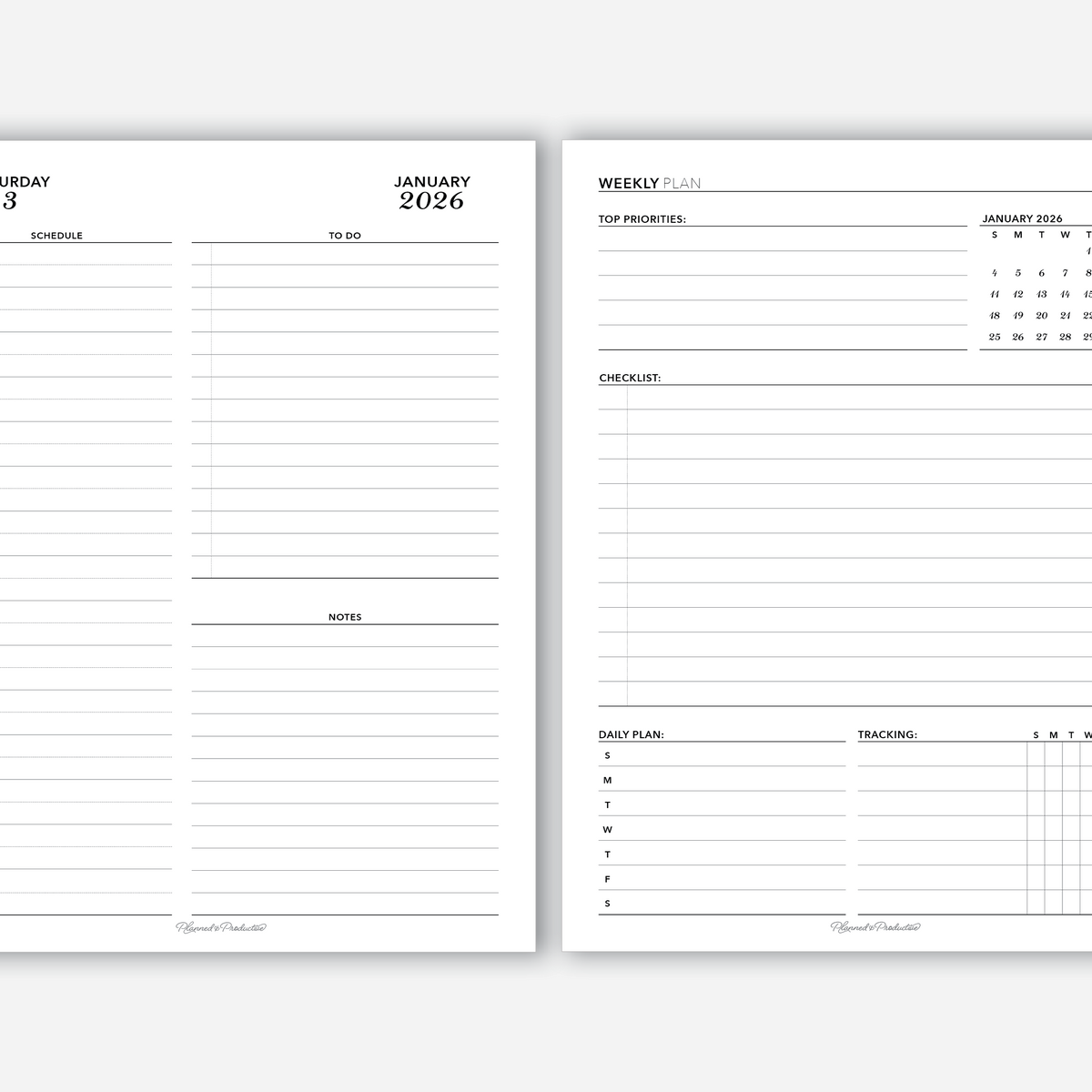 2026 Daily Vertical Style Planner Insert with Weekly Overview – Planned ...